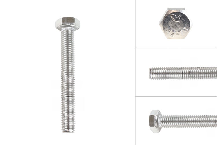 Pernos hexagonales de acero inox M8 x 60 mm - Caja 100 uds. | Leroy Merlin