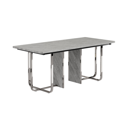 Mesa de comer + MDF y metal + Gris y plateado + Rectangular (L180 x l80 ...