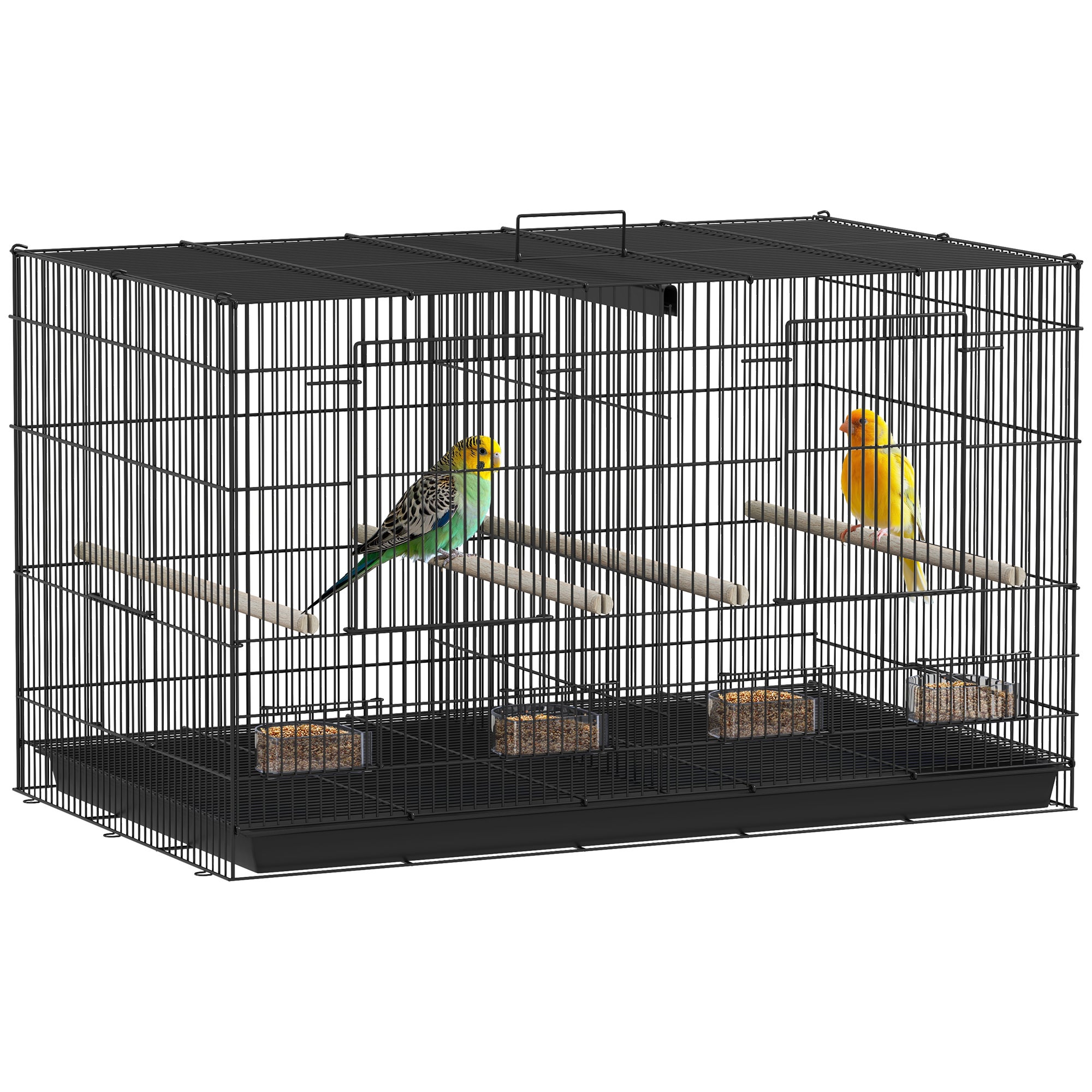 Cage à oiseaux volière intérieur acier avec séparateur 4 perchoirs ...
