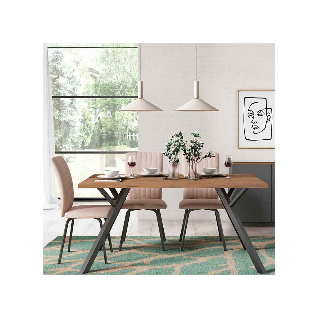 Table de repas rectangulaire Noyer/Noir - TABLON | Leroy Merlin