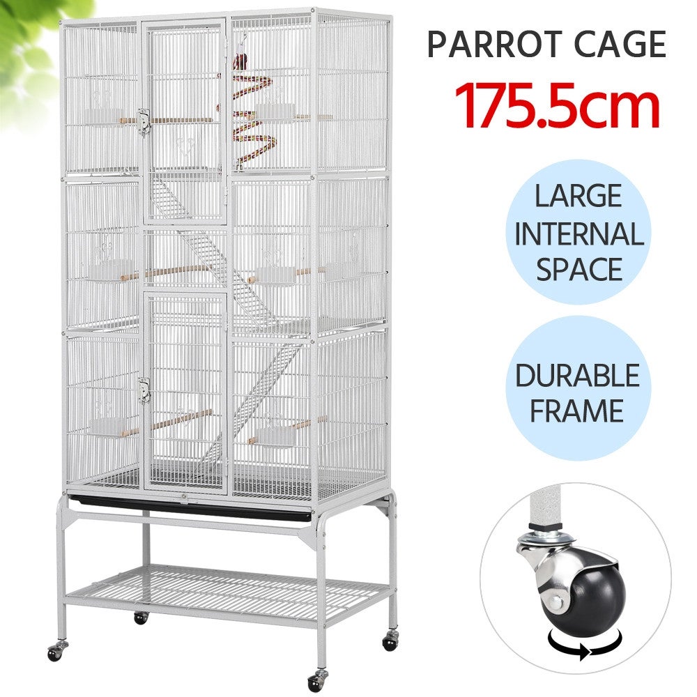 Cage Oiseaux Cage Perroquet Volière Oiseaux Intérieur 77x 46x175,5cm ...