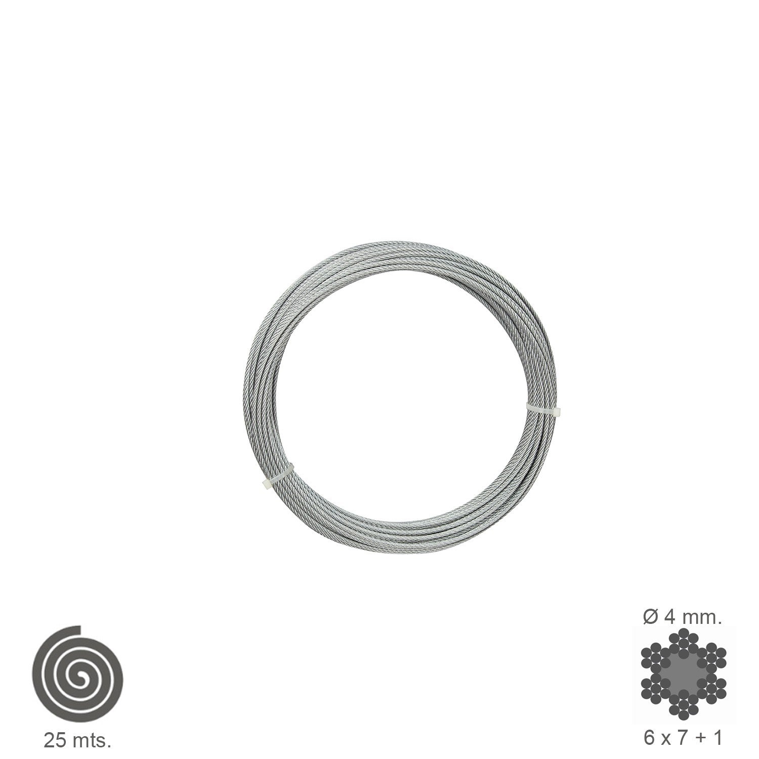 Cable Galvanizado 4 mm. (Rollo 25 Metros) No Elevacion | Leroy Merlin