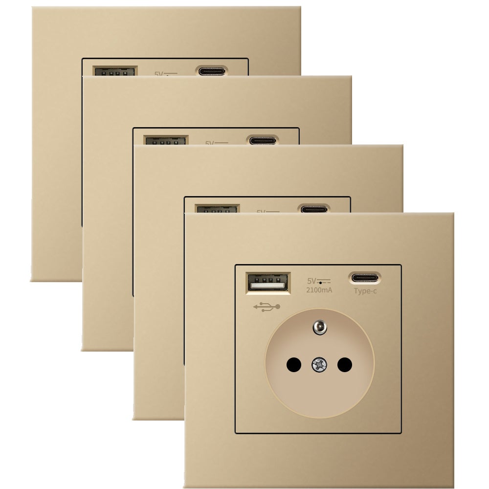 4Pcs Prise USB Standard UE Type c Ladeans,5V 2100mA, Prise Multiple PC ...