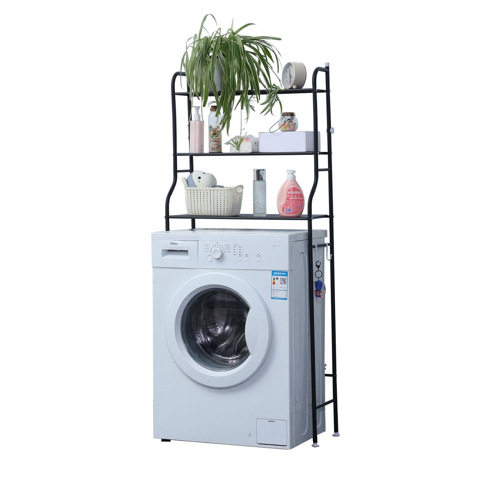 DASCK - Étagère Organisatrice Lave-Linge 3 Tablettes Noire | 65 x 25 x ...