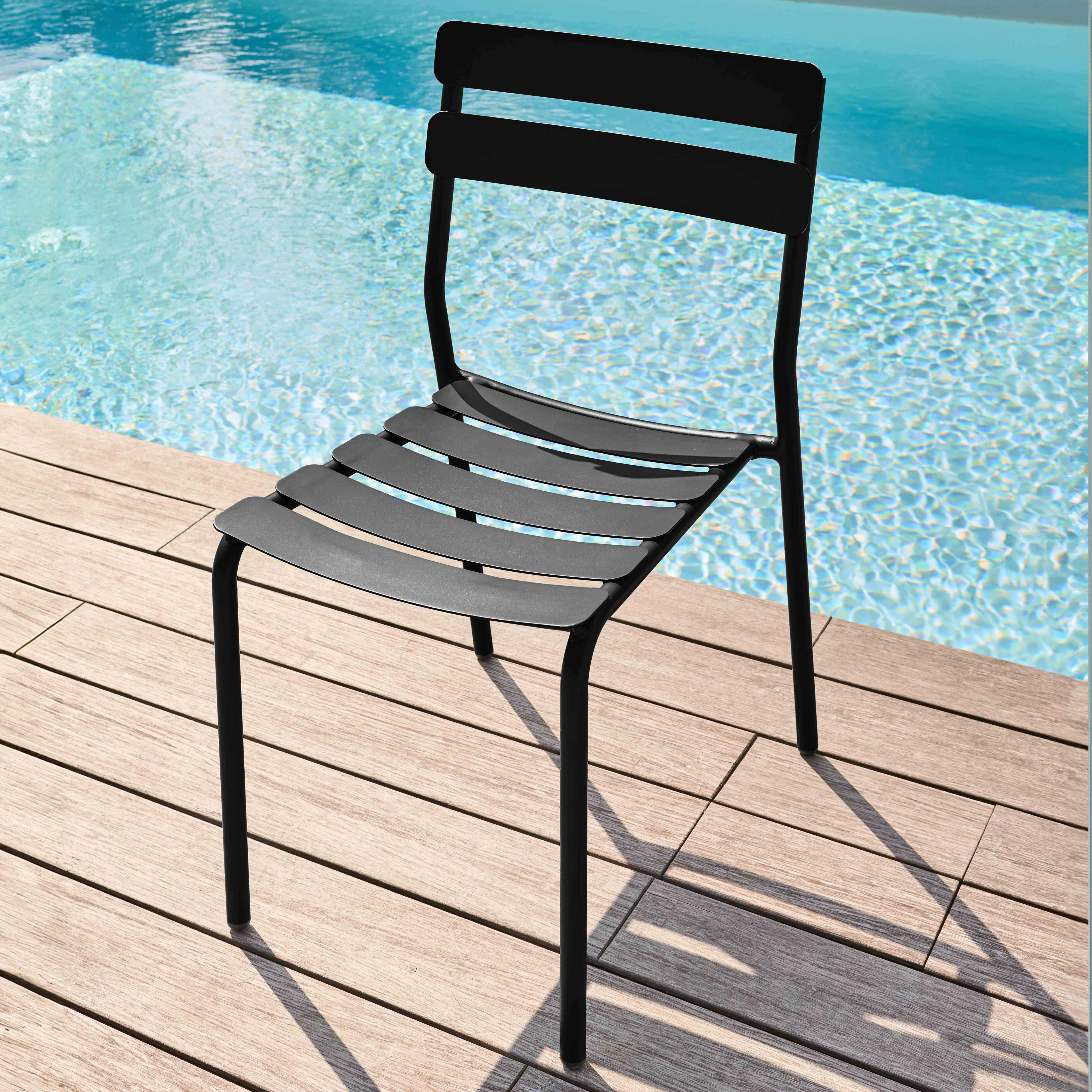 Chaise de terrasse en aluminium noire | Leroy Merlin