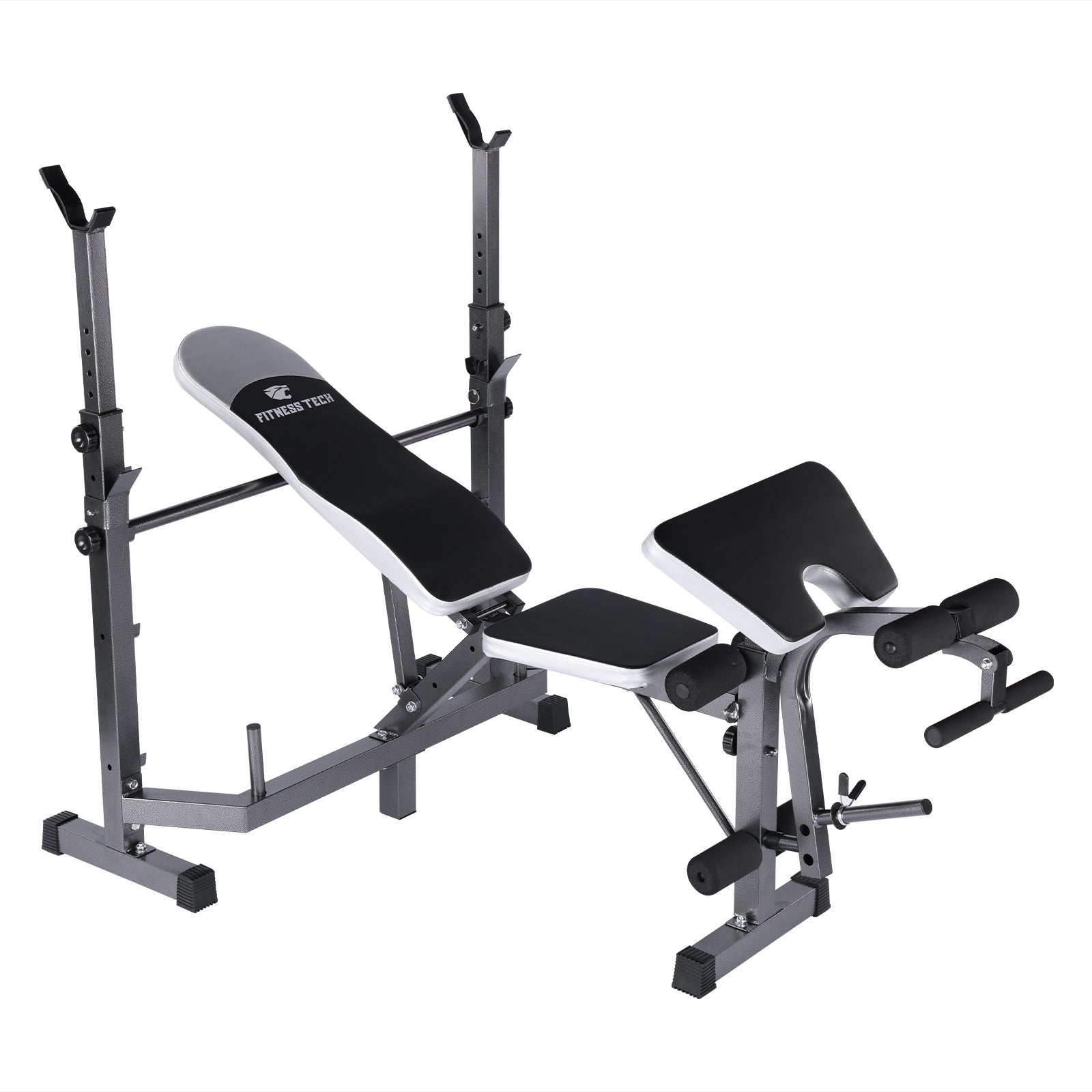 Banco Musculación Multiestación con Rack para Pesas Reclinable Fitness ...