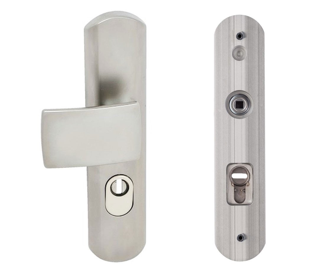 Ensemble palière de sécurité type Muze clé I finition platine | Leroy ...