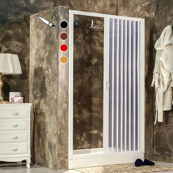 Mampara de ducha de nicho (136a152x185 H-Blanco) en pvc plegable NUEVO ...