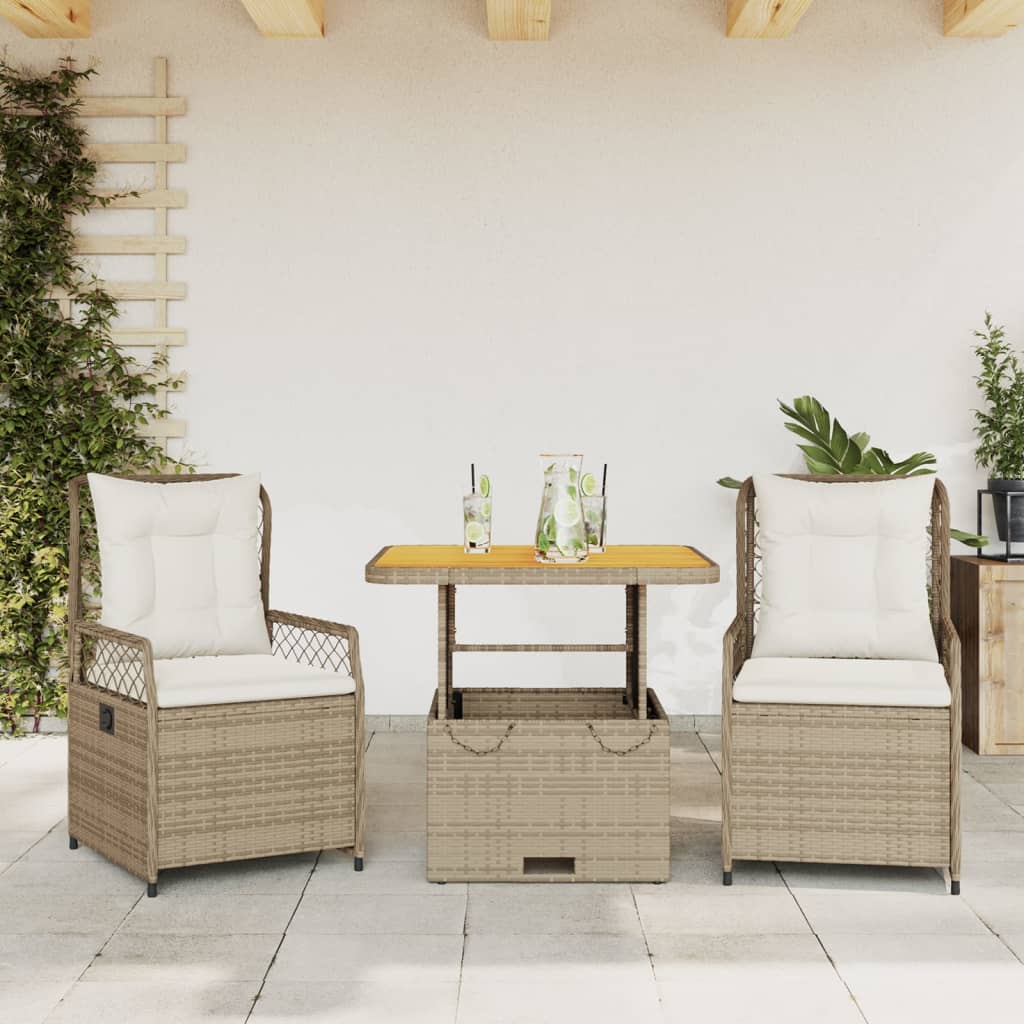 Maison Exclusive - Ensemble à manger de jardin et coussins 3 pcs Beige ...