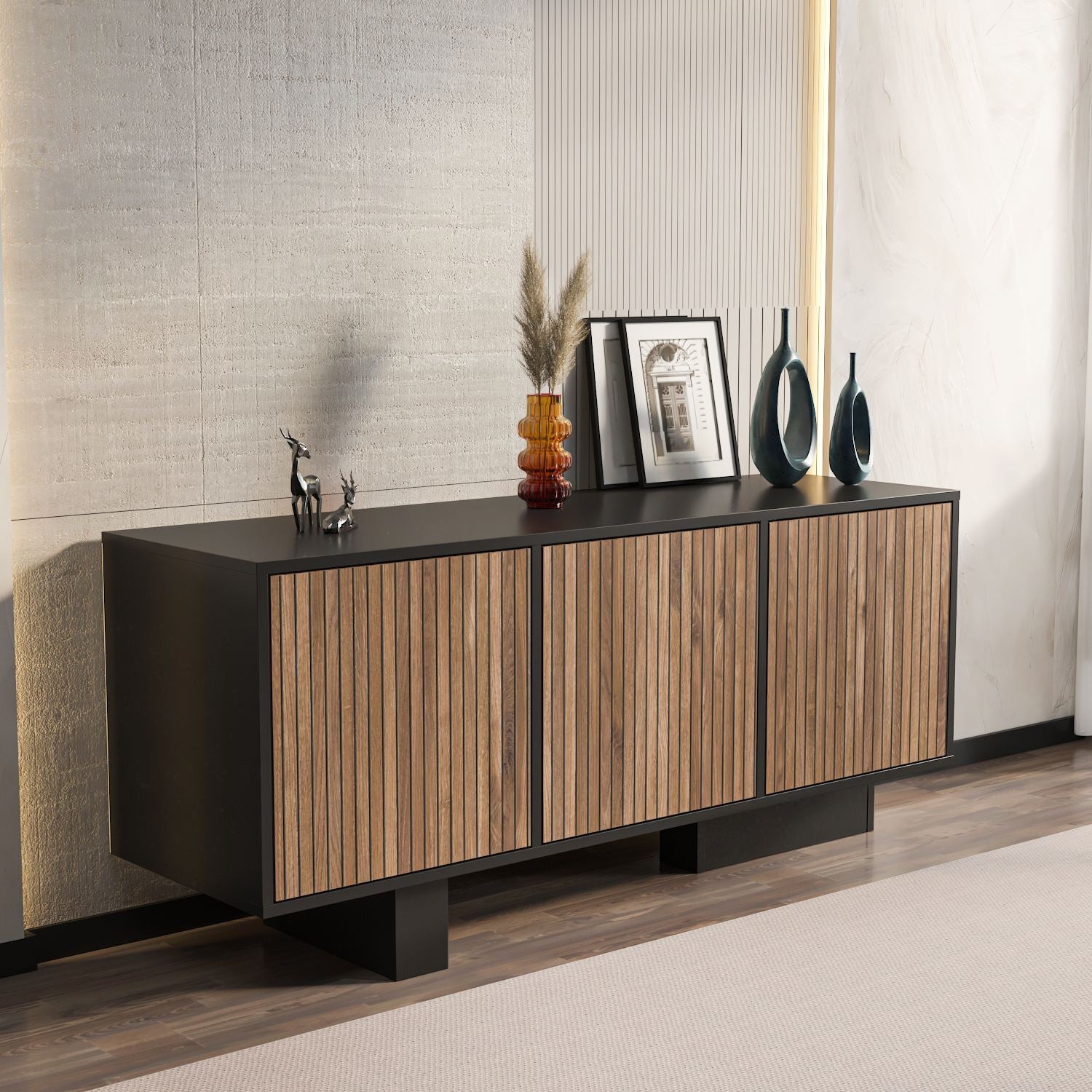 Buffet Monaco - Noir Noyer clair | Leroy Merlin