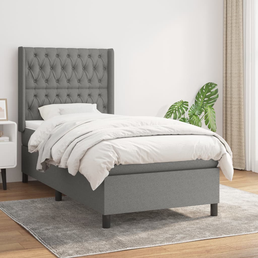VidaXL Cama box spring con colchón tela gris oscuro 100x200 cm | Leroy ...