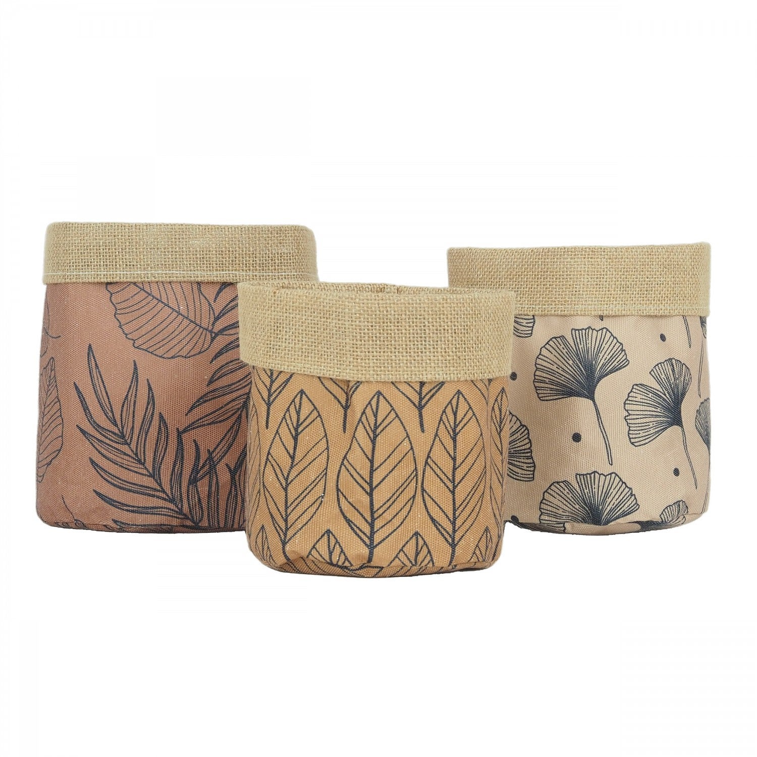 Cache-pots en tissu et jute 20cm lot de 3 | Leroy Merlin