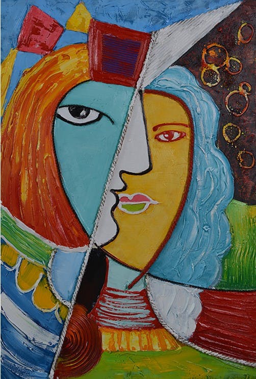 Tableau abstrait visage déstructuré face profil 120x80 | Leroy Merlin