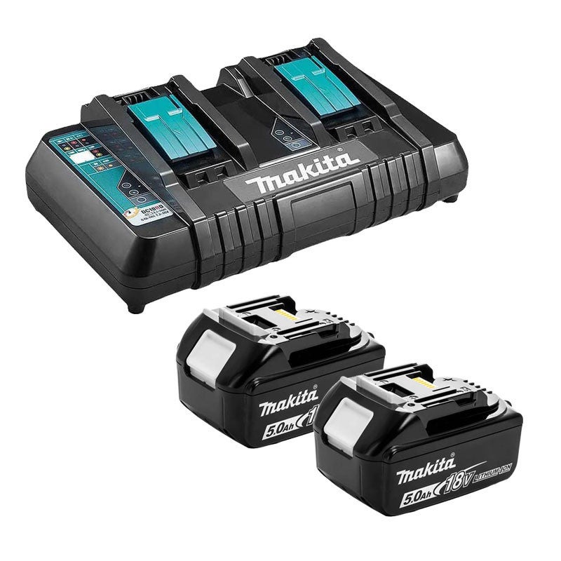 Power Source KIT avec 2x Batteries 5 Ah + Chargeur double DC18RD Makita 18 V | Leroy Merlin