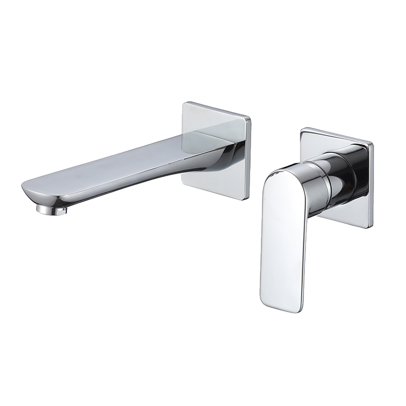 Valaz Robinet de lavabo monocommande carré encastrable chromé avec bec ...