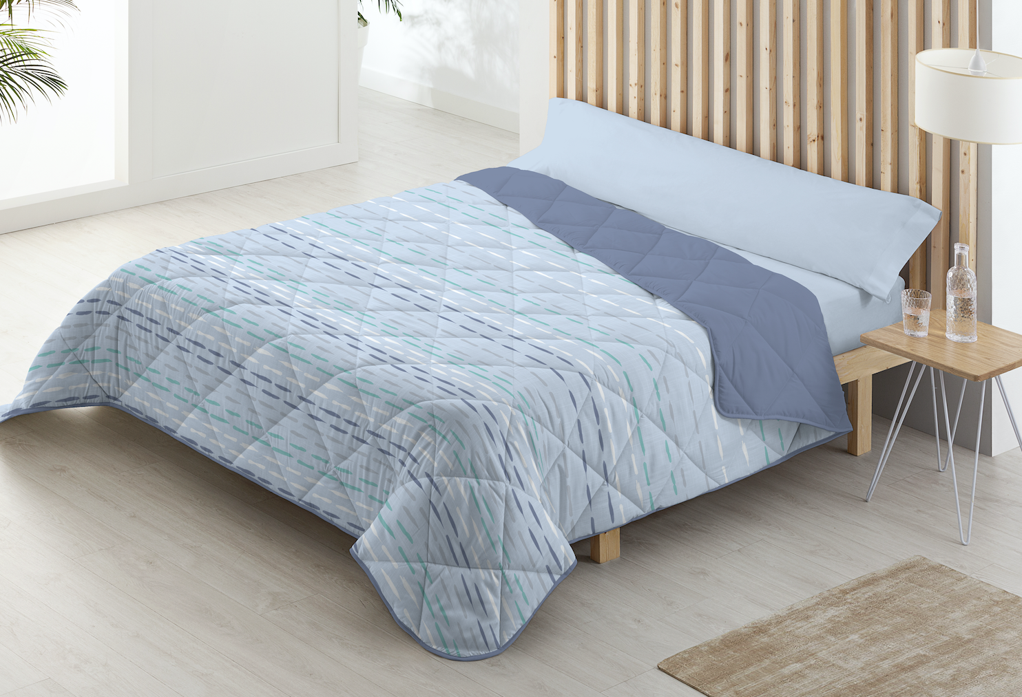 Edredón Nórdico Estampado Reversible Dibly Azul para Cama 150cm/160cm ...