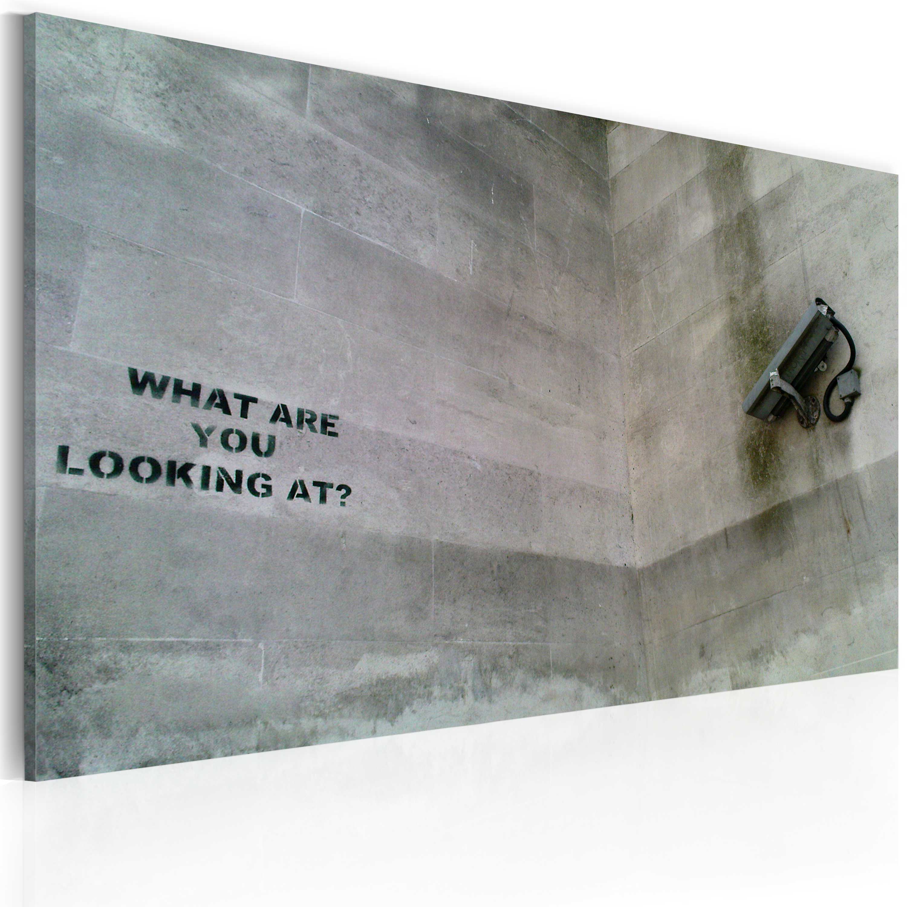 Tableau - Qu'est-ce que tu regardes? (Banksy) [90x60] | Leroy Merlin