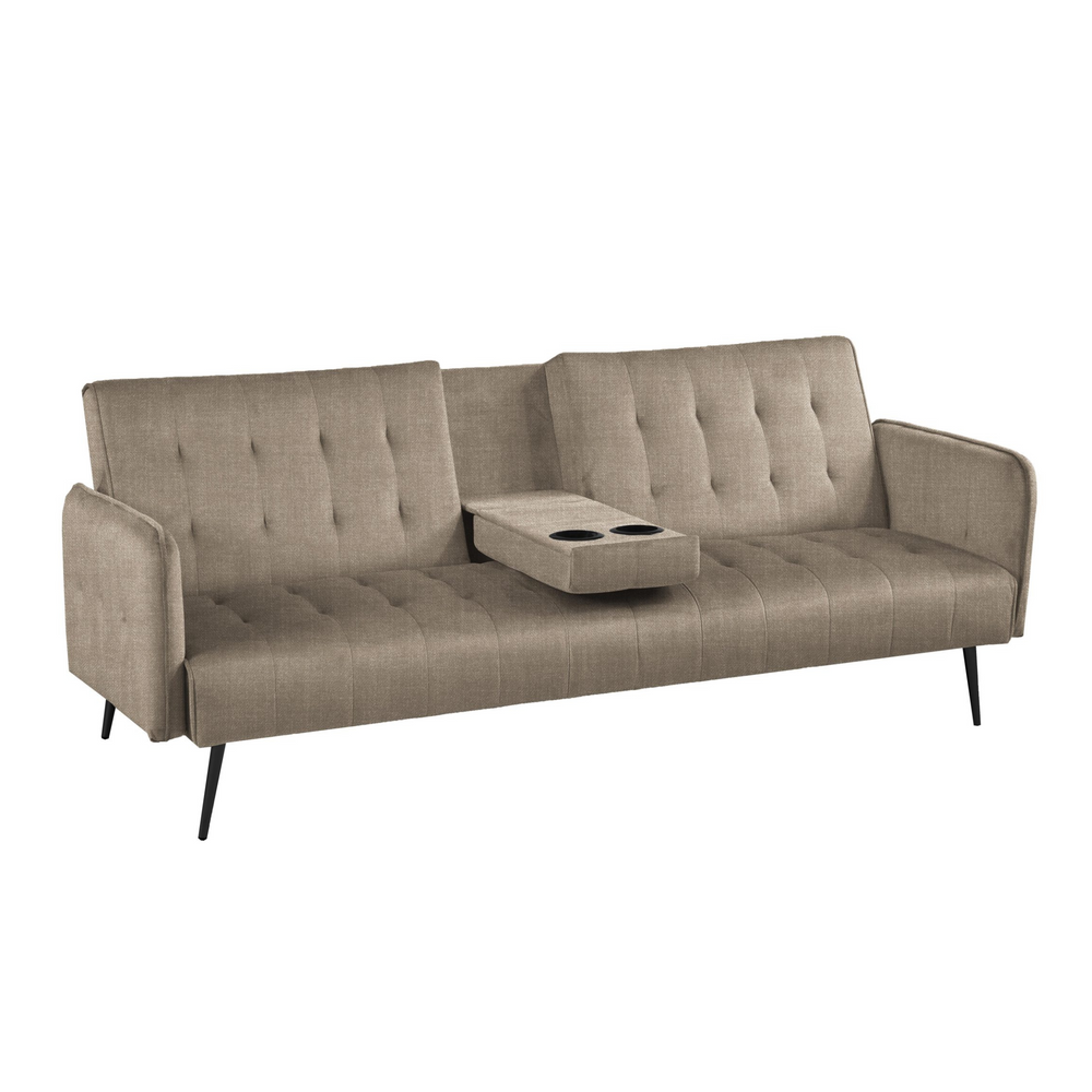 Divano letto beige "Cico" 3 posti con bracciolo reclinabile e ...