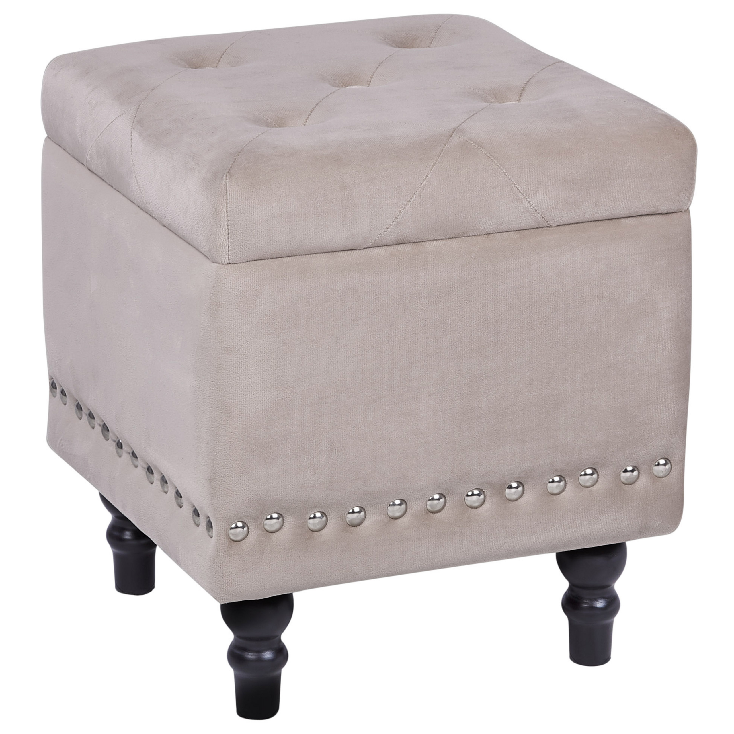 Pouf de rangement LORETTO Velours Beige | Leroy Merlin