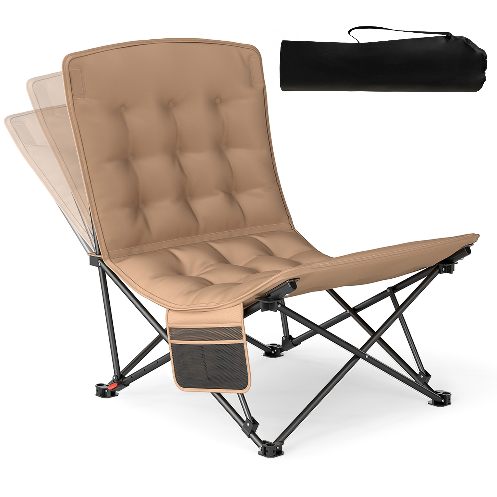 Chaise de Camping Pliable, Lounge Recliner Portable avec Dossier ...