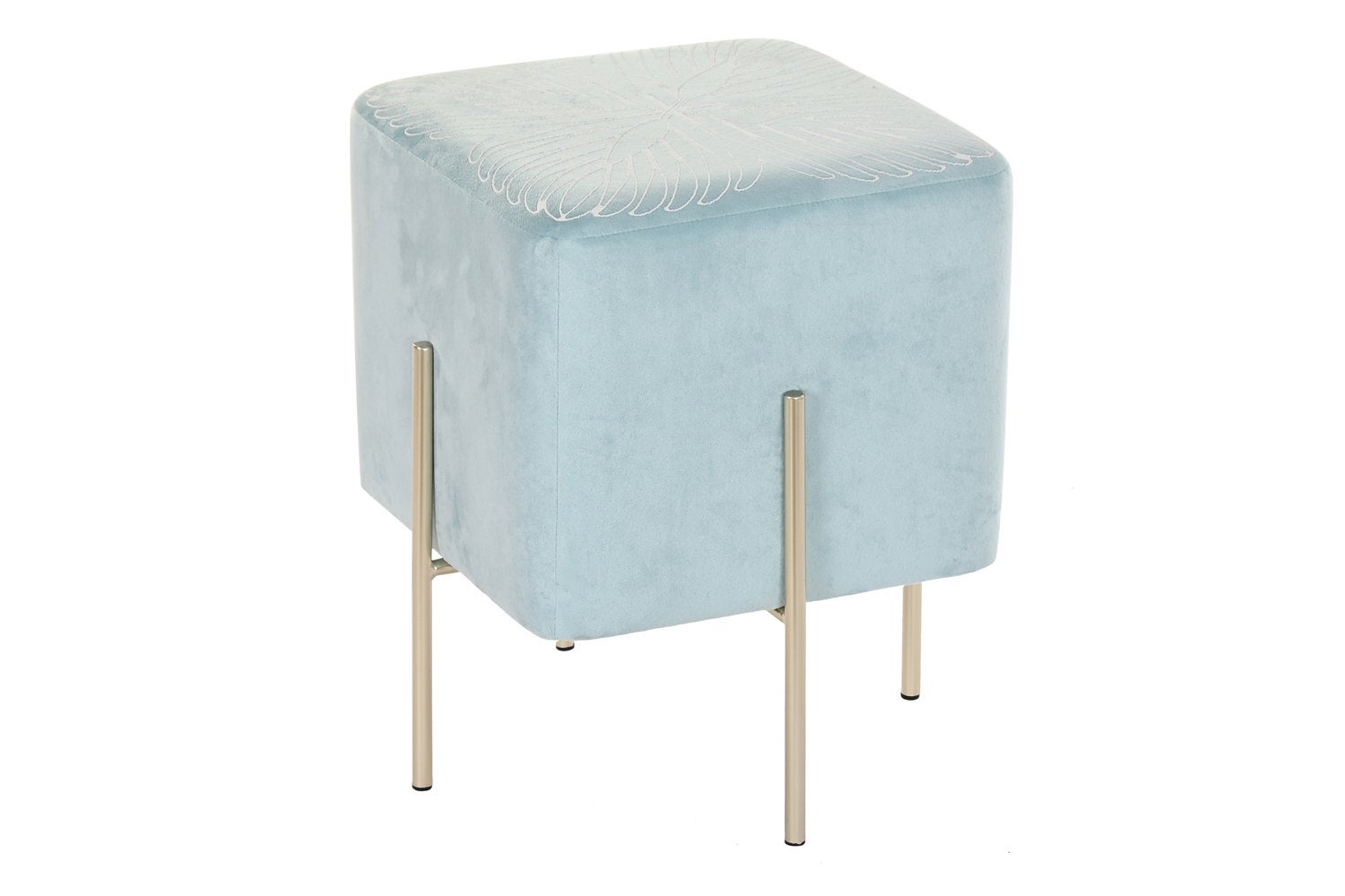 Repose-pieds Métal Polyester 34x34x40 Bleu clair | Leroy Merlin