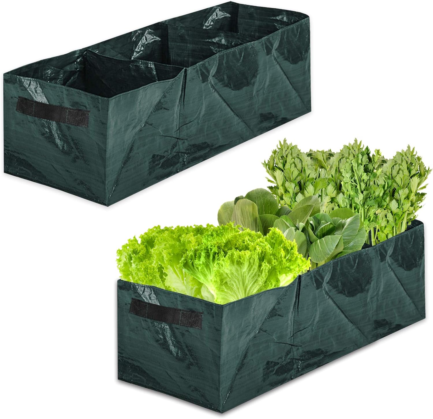 Juego de 2 jardineras rectangulares de mimbre, con 3 compartimentos y ...