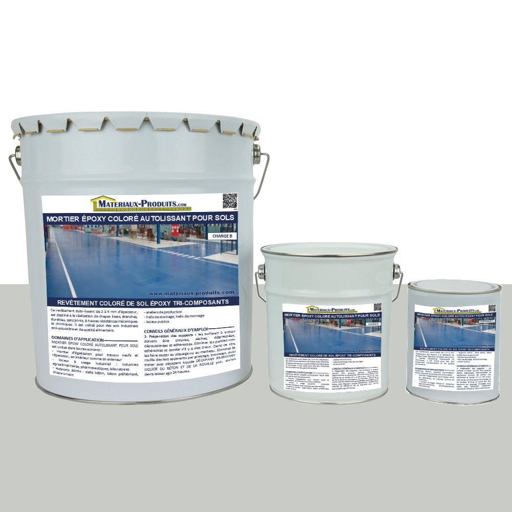 Mortier époxy coloré autolissant pour sols Kit de 10 Kg Gris Clair RAL ...
