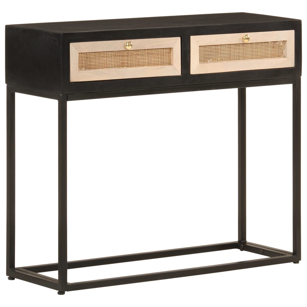 Table console noir 90x30x76 cm bois massif de manguier et fer | Leroy ...