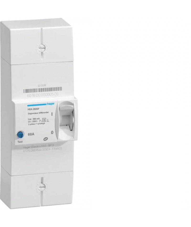 Disjoncteur de branchement différentiel 2P 60A 500mA selectif | Leroy ...
