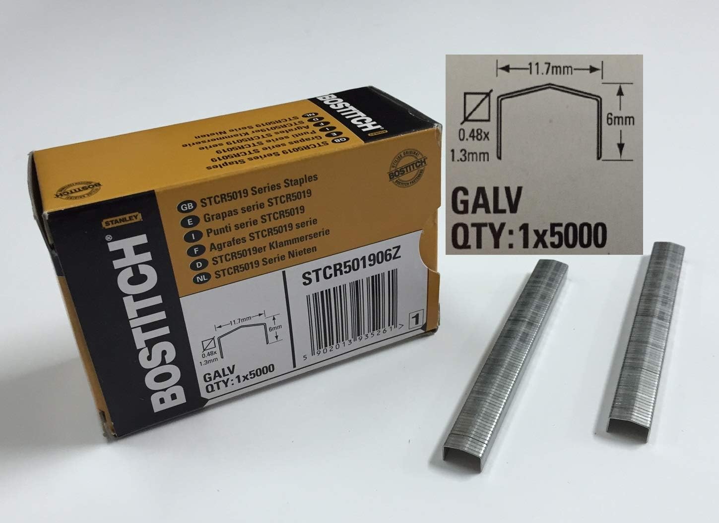 Bostitch STCR5019 - Agrafes en fer galvanisé 11,7 x 6 mm, paquet de ...