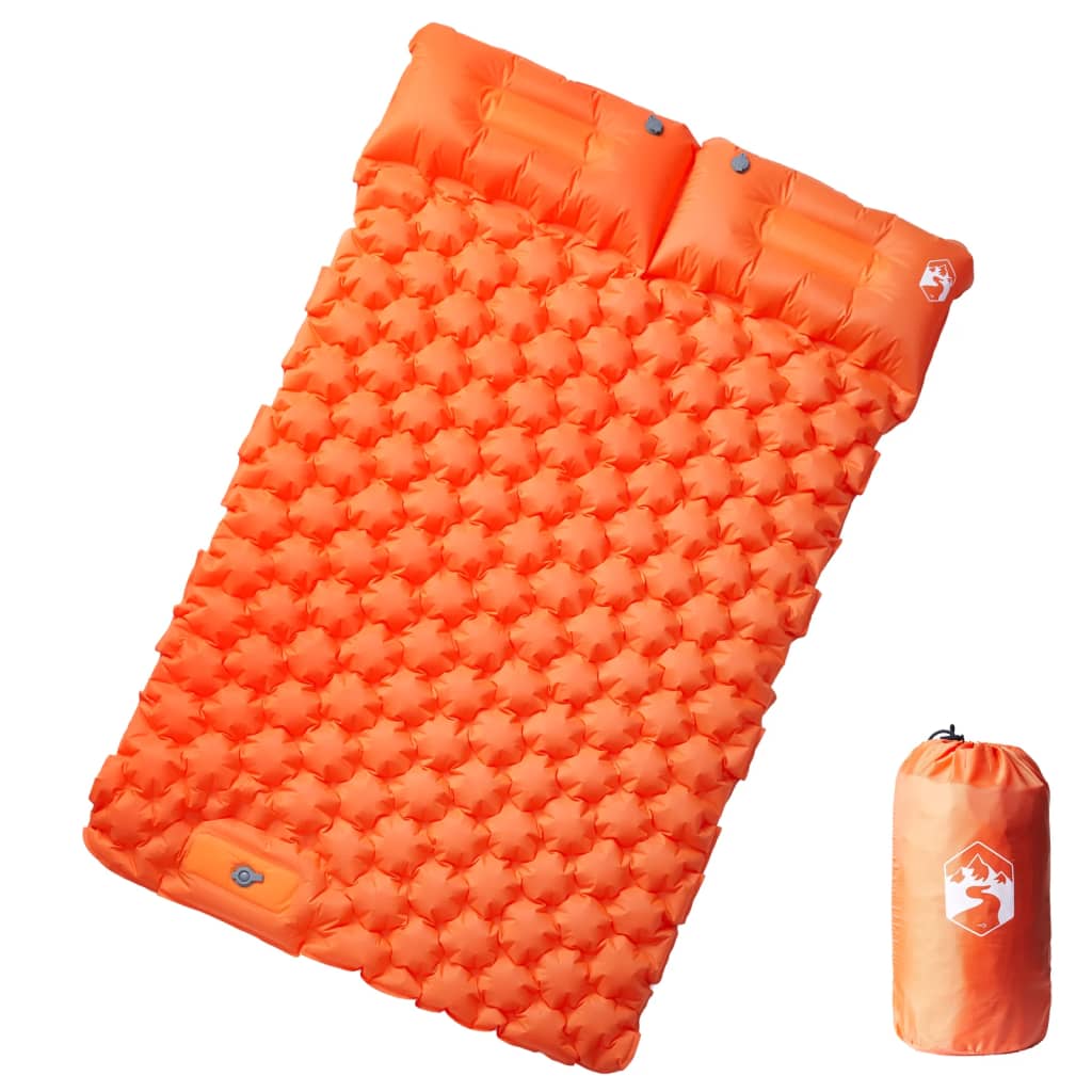 Colchón de camping autoinflable y almohadas 2 personas naranja V0821 ...