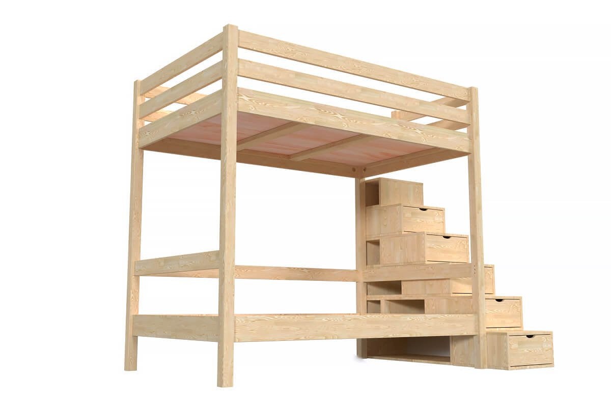 Lit superposé avec rangement Sylvia 120x200 pour adultes, Brut (sans ...