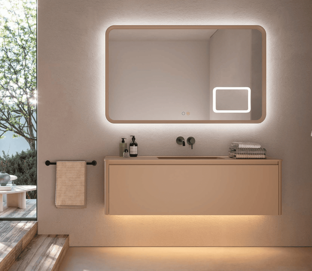 Miroir LED rétroéclairé DUOMO 100x80 Bleu Océan – Technologie 3-LED ...