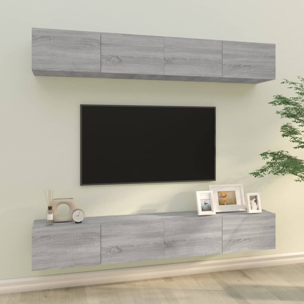 4 pcs Meubles TV muraux | Meubles TV suspendus Sonoma gris 100x30x30 ...