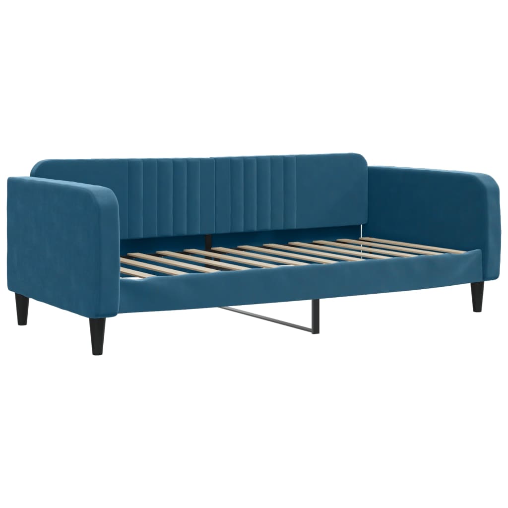 Lit simple | Lit adulte | Lit de repos bleu 90x200 cm velours CFW73238 ...