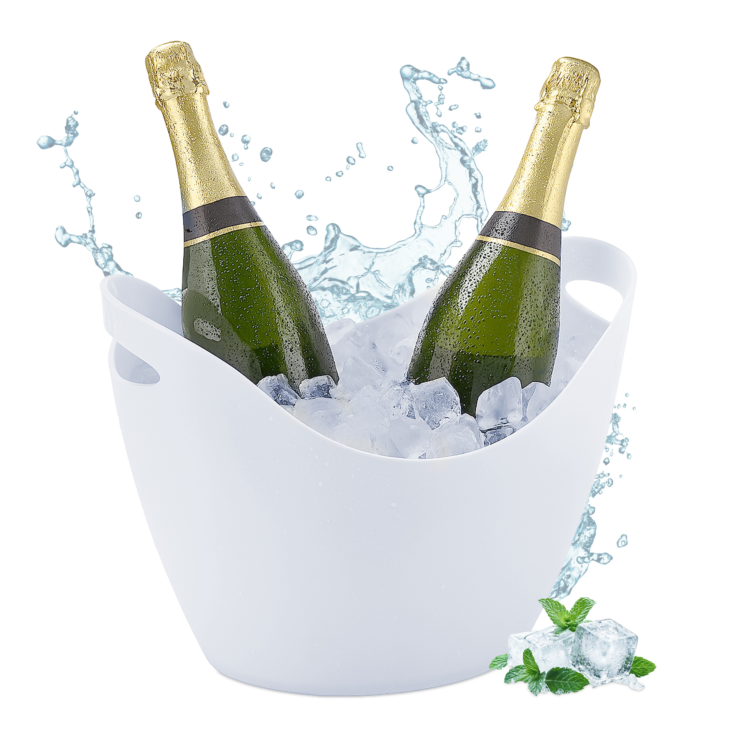 Relaxdays Enfriador de champán, 8 litros, ideal para enfriar bebidas, recipiente (25,5 x 35 x 25 ...