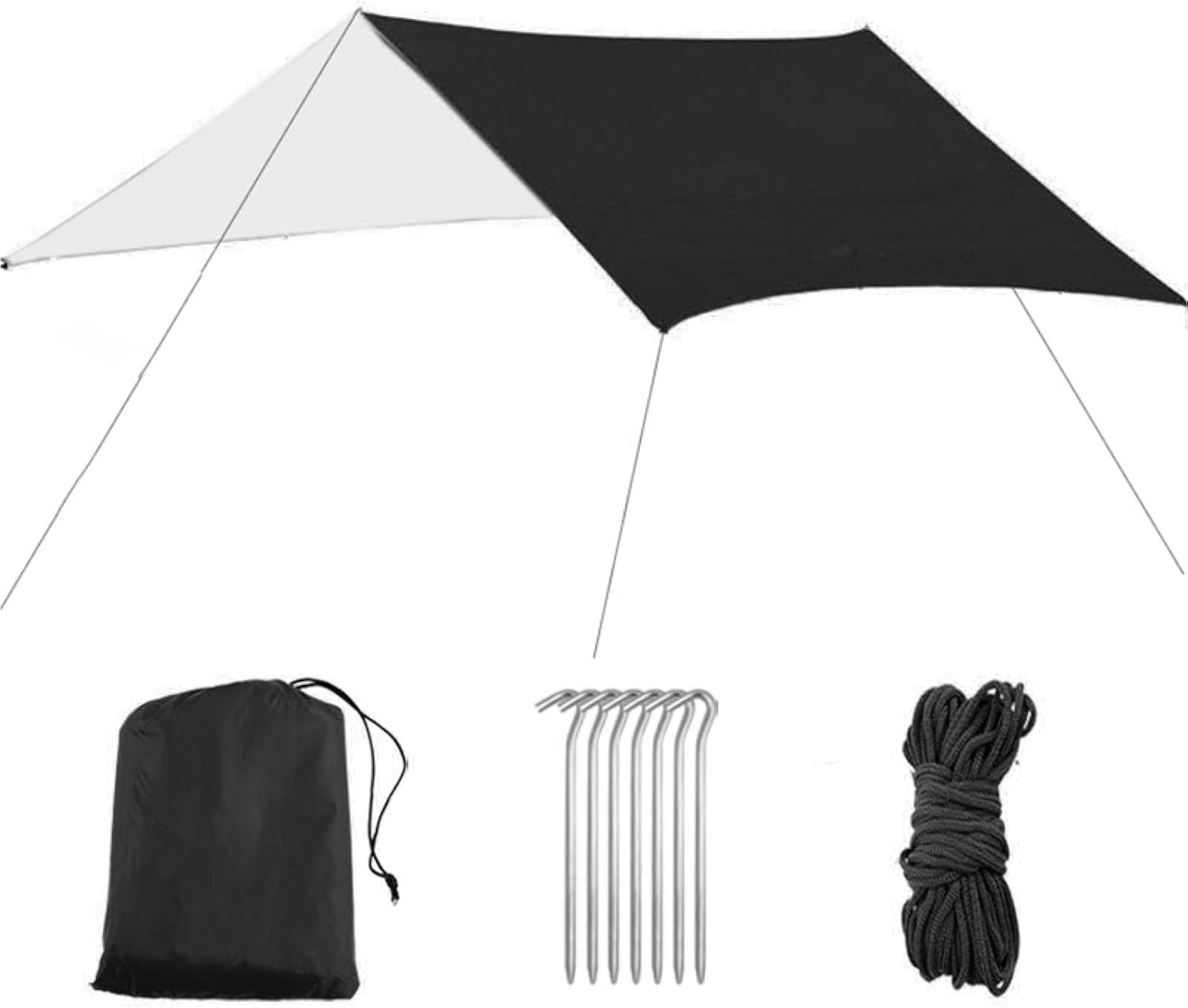 Bâche Anti-Pluie Tarp 3x3 m - Toile Imperméable pour Camping, Randonnée ...