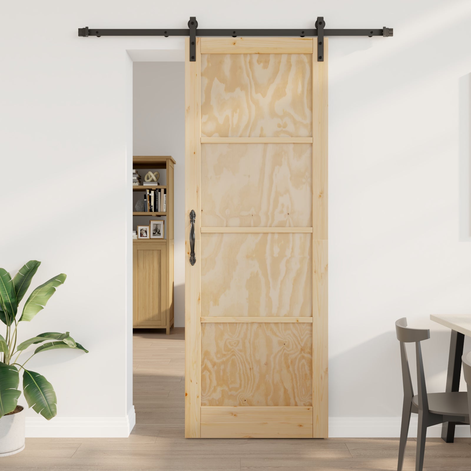 Porta scorrevole Naturale e Nero 83 x 232 cm Pino massello vidaXL ...