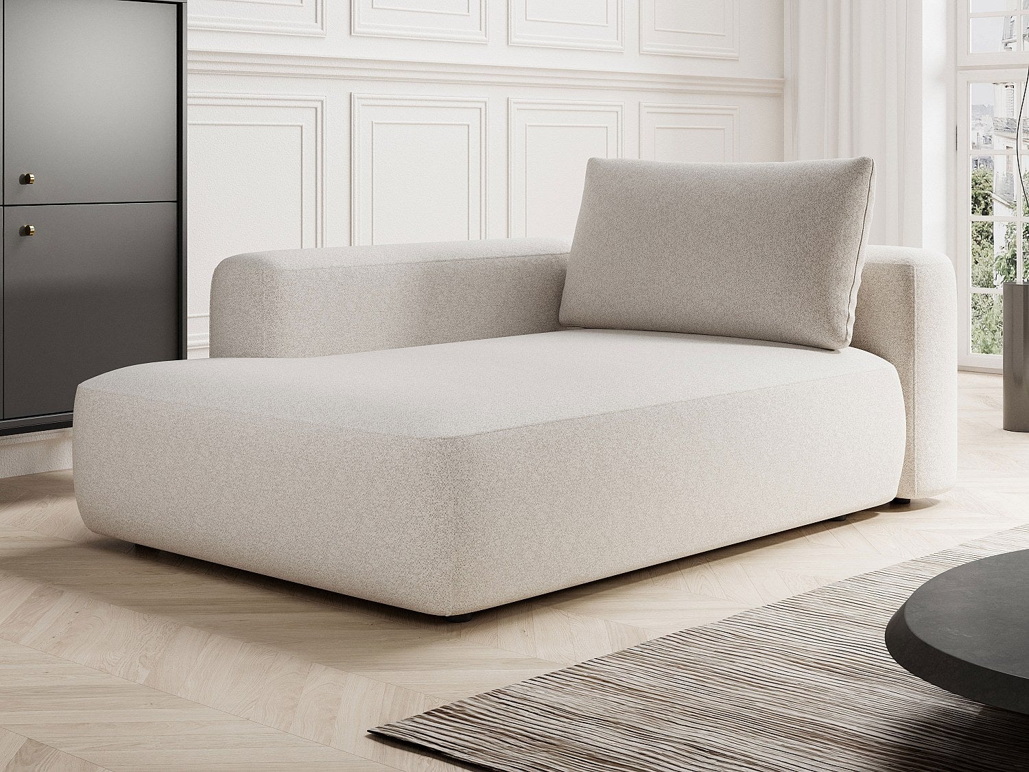 Méridienne gauche en tissu chiné crème DAVISO | Leroy Merlin