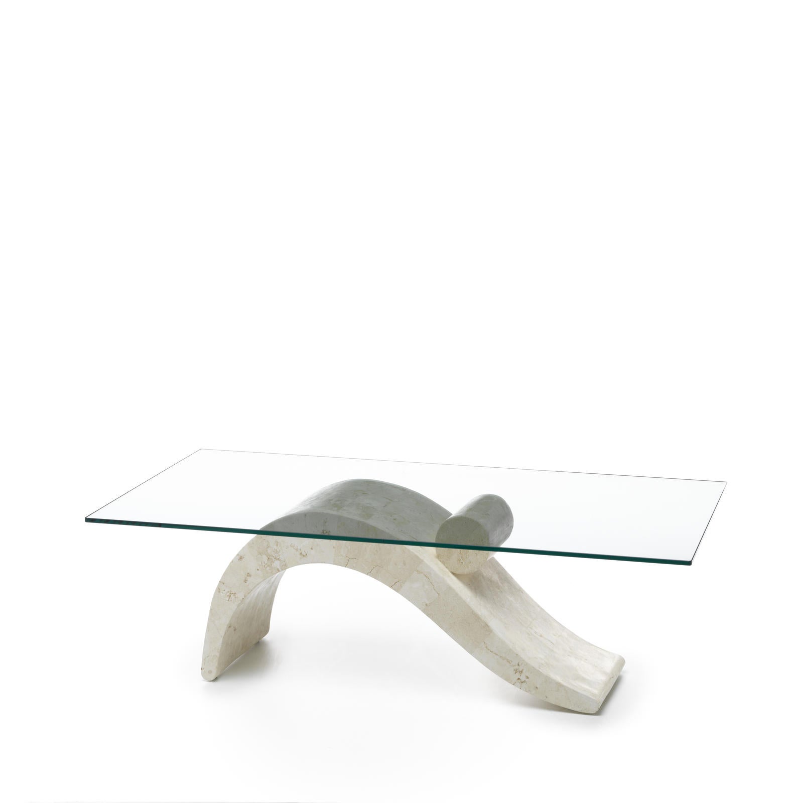 Colombe Table basse (120x70x40 Transparent) en verre trempé beige ...