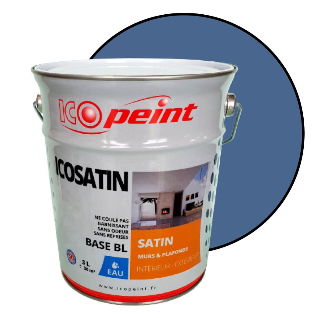 Peinture murs Acrylique Satin Lessivable 3L - ICOSATIN - RAL 5023 Bleu ...