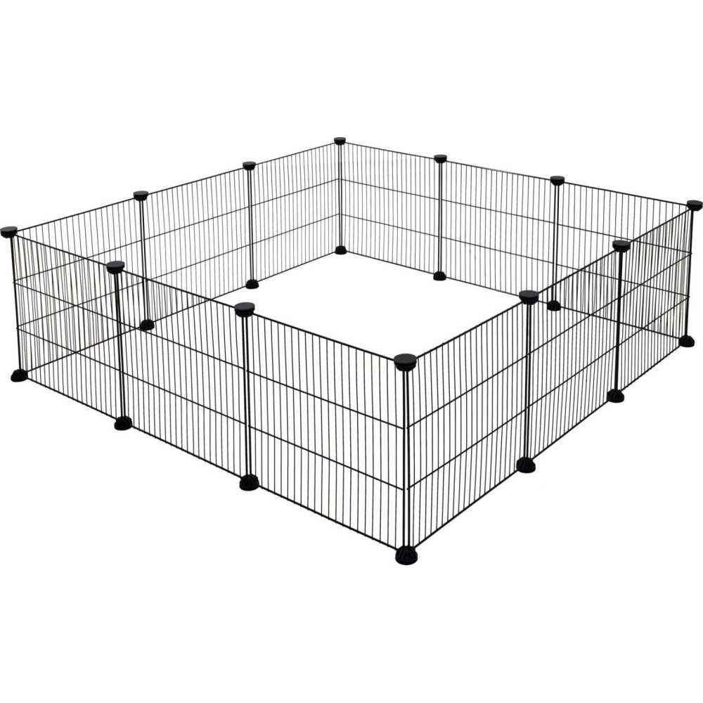 Parc modulable KERBL Hopsi 12 panneaux 35x35 cm métal noir montage sans ...