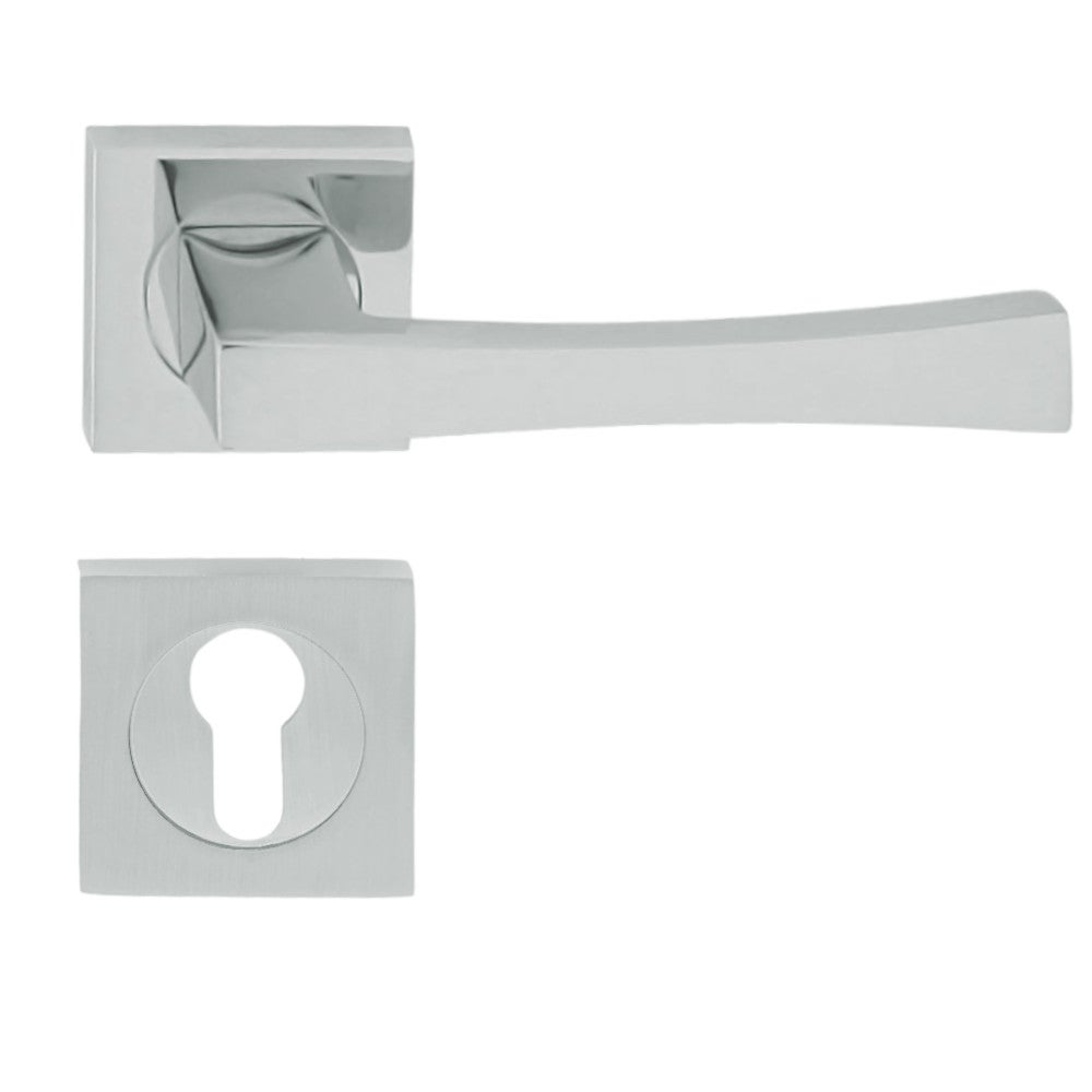 DOMINO Poignée de porte LOGO QR M6 PZ Poignée avec plaque PZ pour cylindre profilé Chromé ...