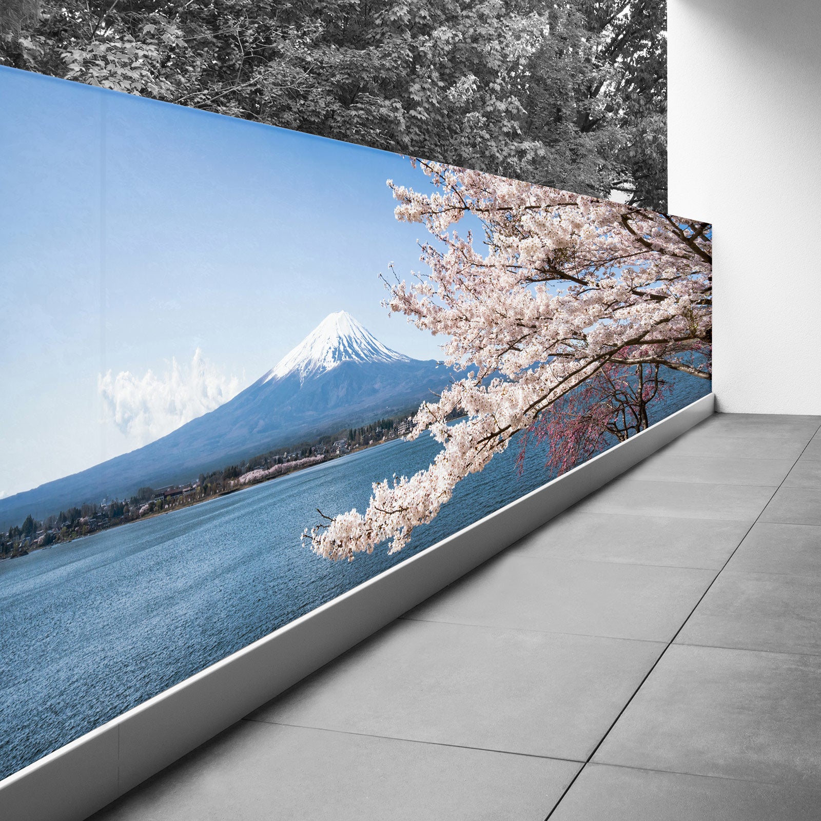 Brise vue Trompe l'oeil - 80x220 cm - Le Mont Fuji au bord de l'eau ...