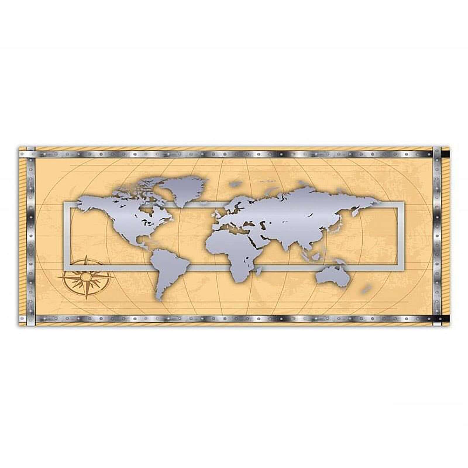 Tableau argent carte du monde - 50 x 20 cm | Leroy Merlin