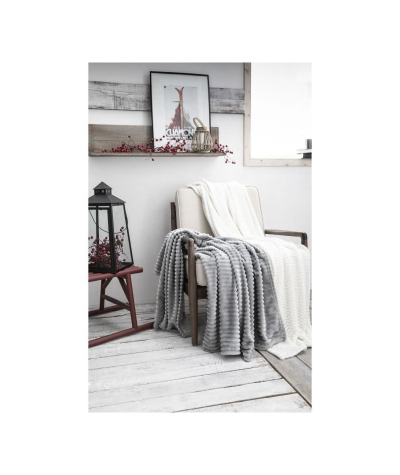 TODAY Plaid 100% Polyester FLOCON MOUNTAIN 125x150cm - Gris | Leroy Merlin