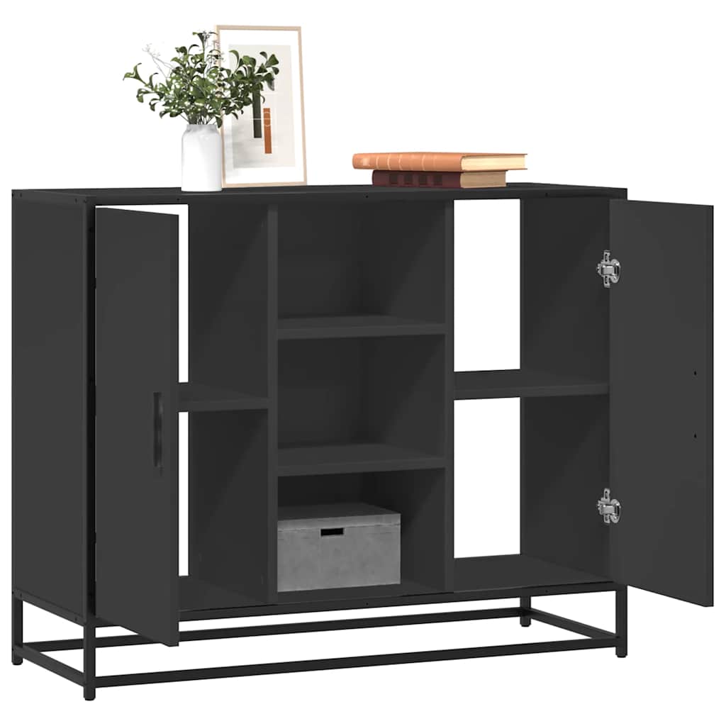 Buffet noir 92x35x76 bois d’ingénierie | Leroy Merlin