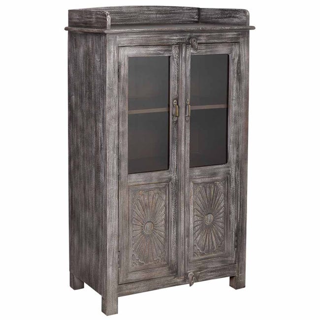 Vitrine 2 Portes En Bois Finition Artisanale Vieillie Leroy Merlin