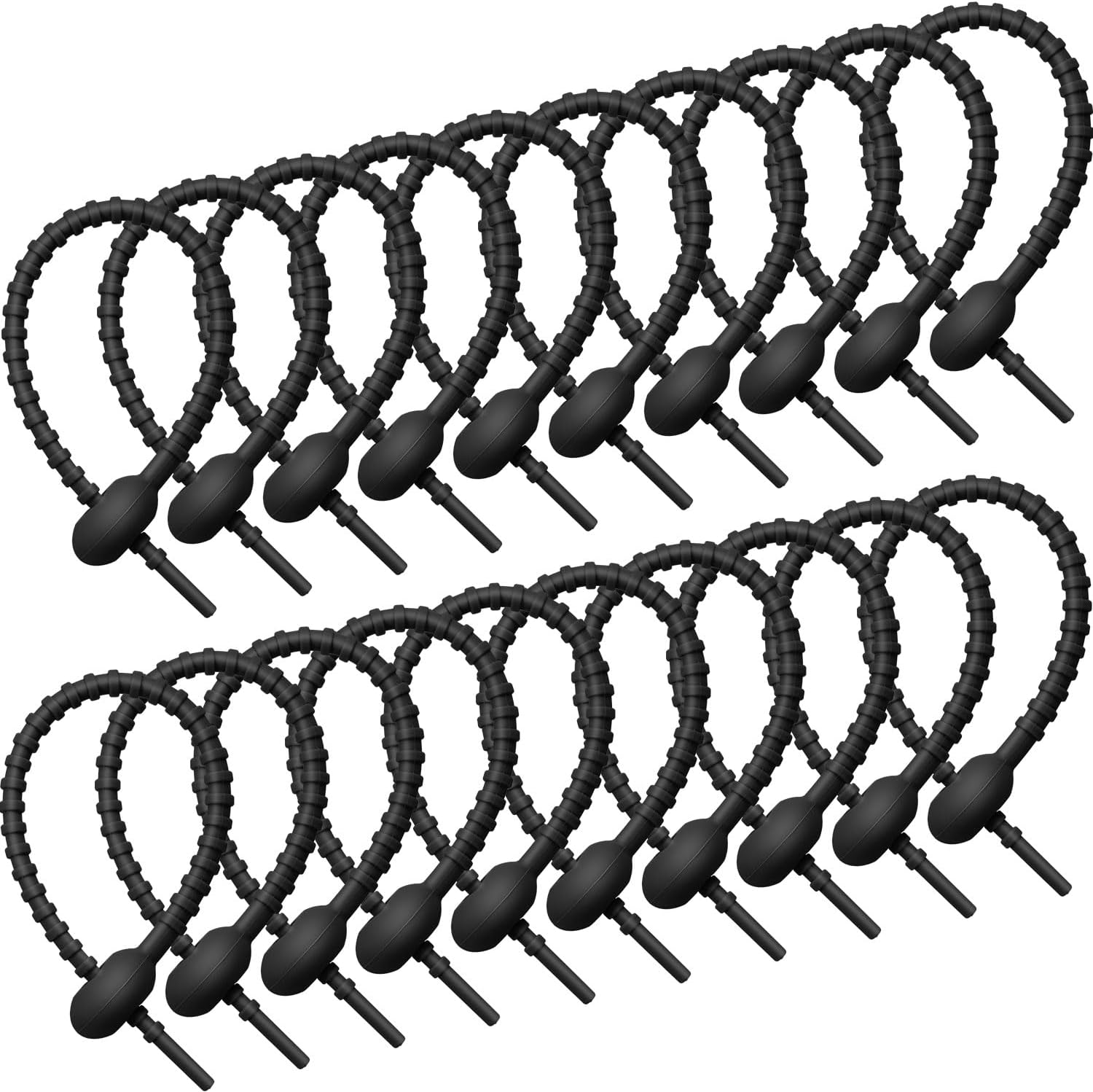 Lot de 20 attaches de câble en silicone, serre-câbles, organiseurs de ...