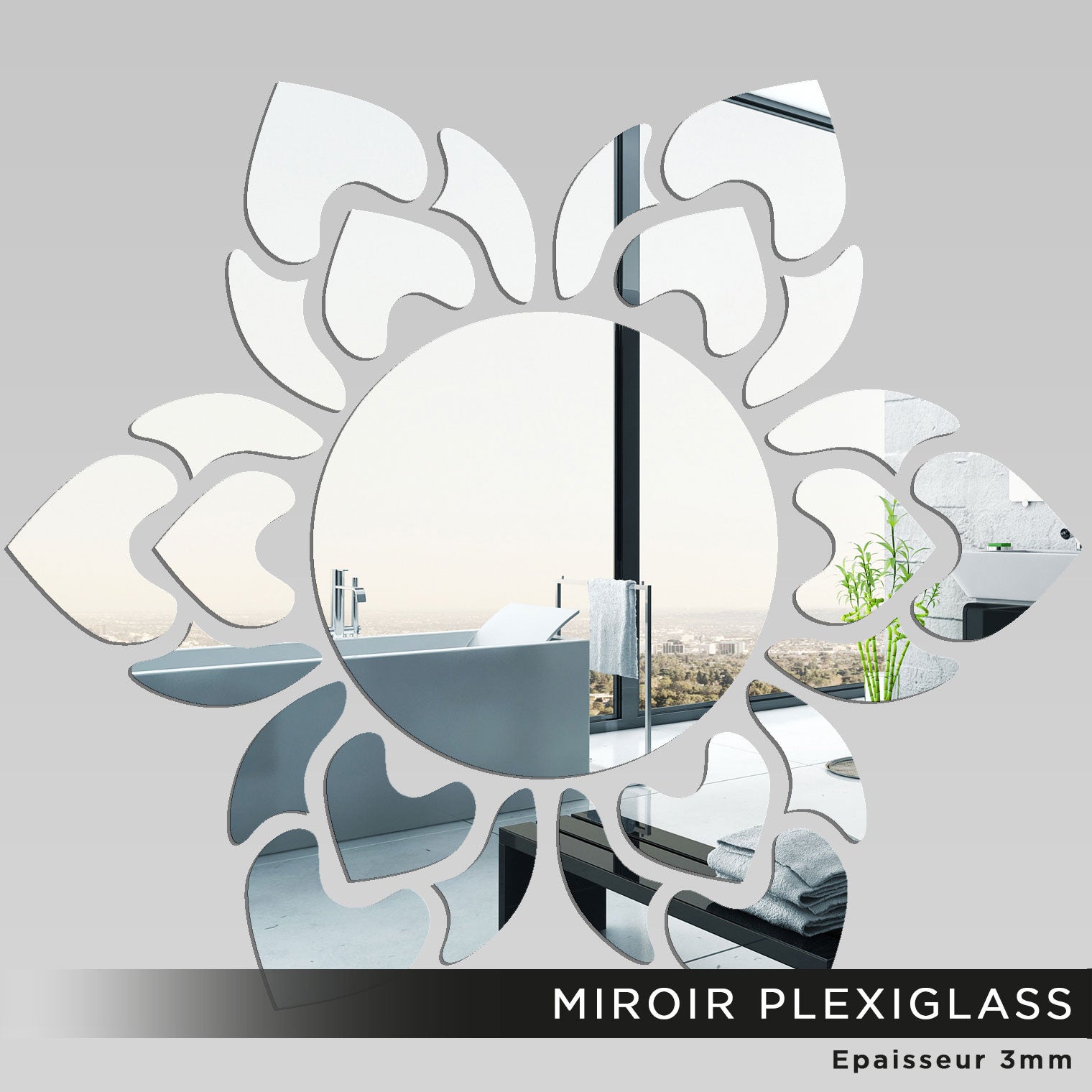 Miroir Plexiglass - Soleil fleur 3617689970837 - 35x40 cm | Leroy Merlin